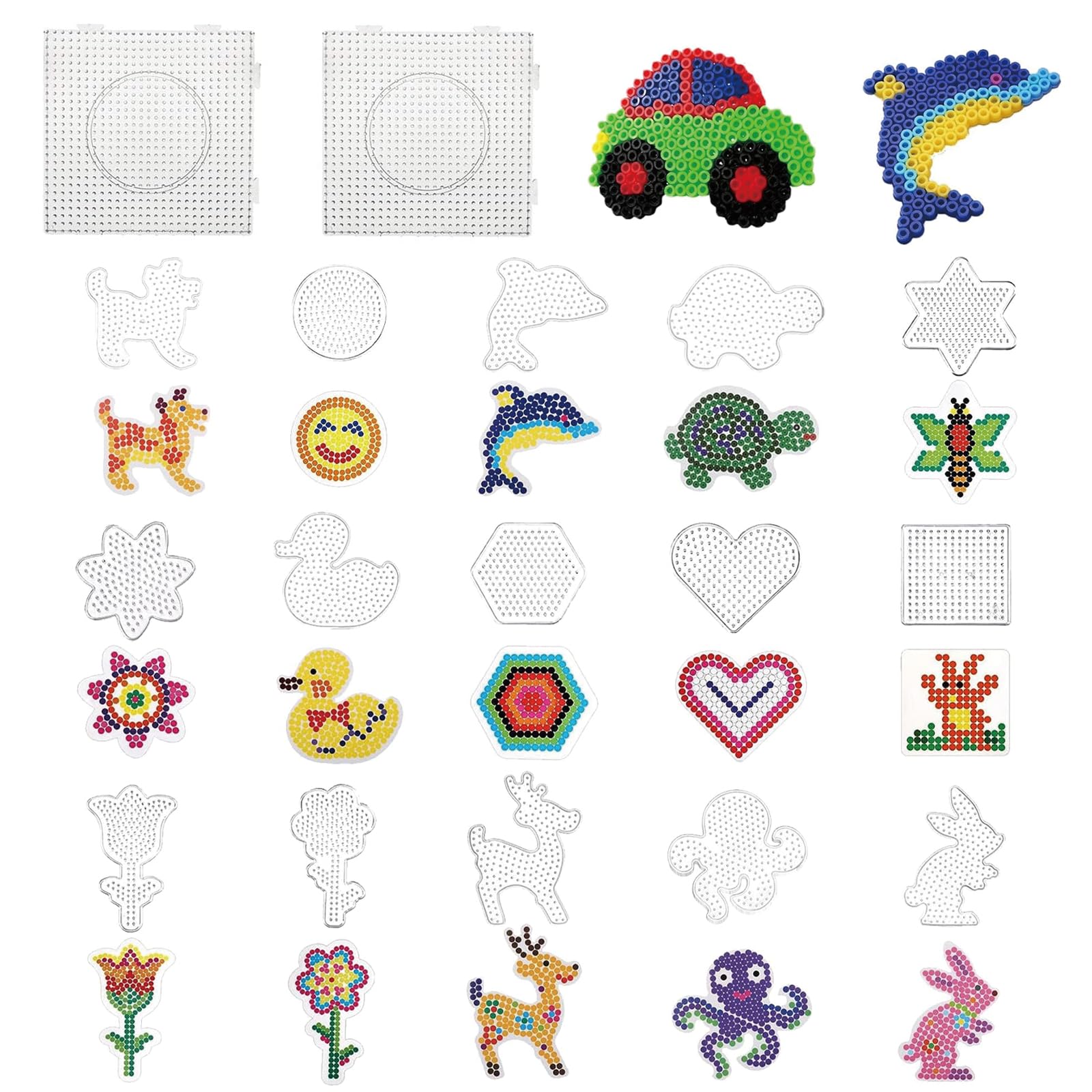 17 Pcs Hama Beads Pegboard, Hammer Beads, Clear Animal Shape Pegboards ...