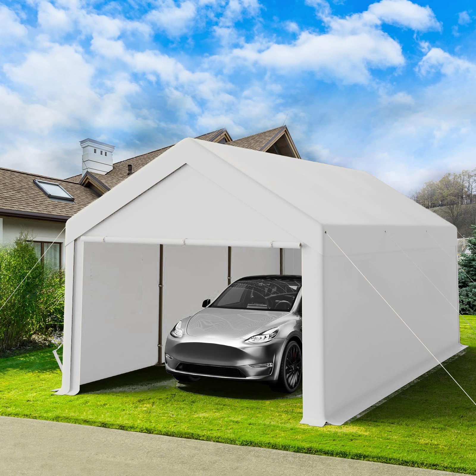Amazon.com: Carport with Removable Sidewalls & Doors,10 x 20ft Portable ...