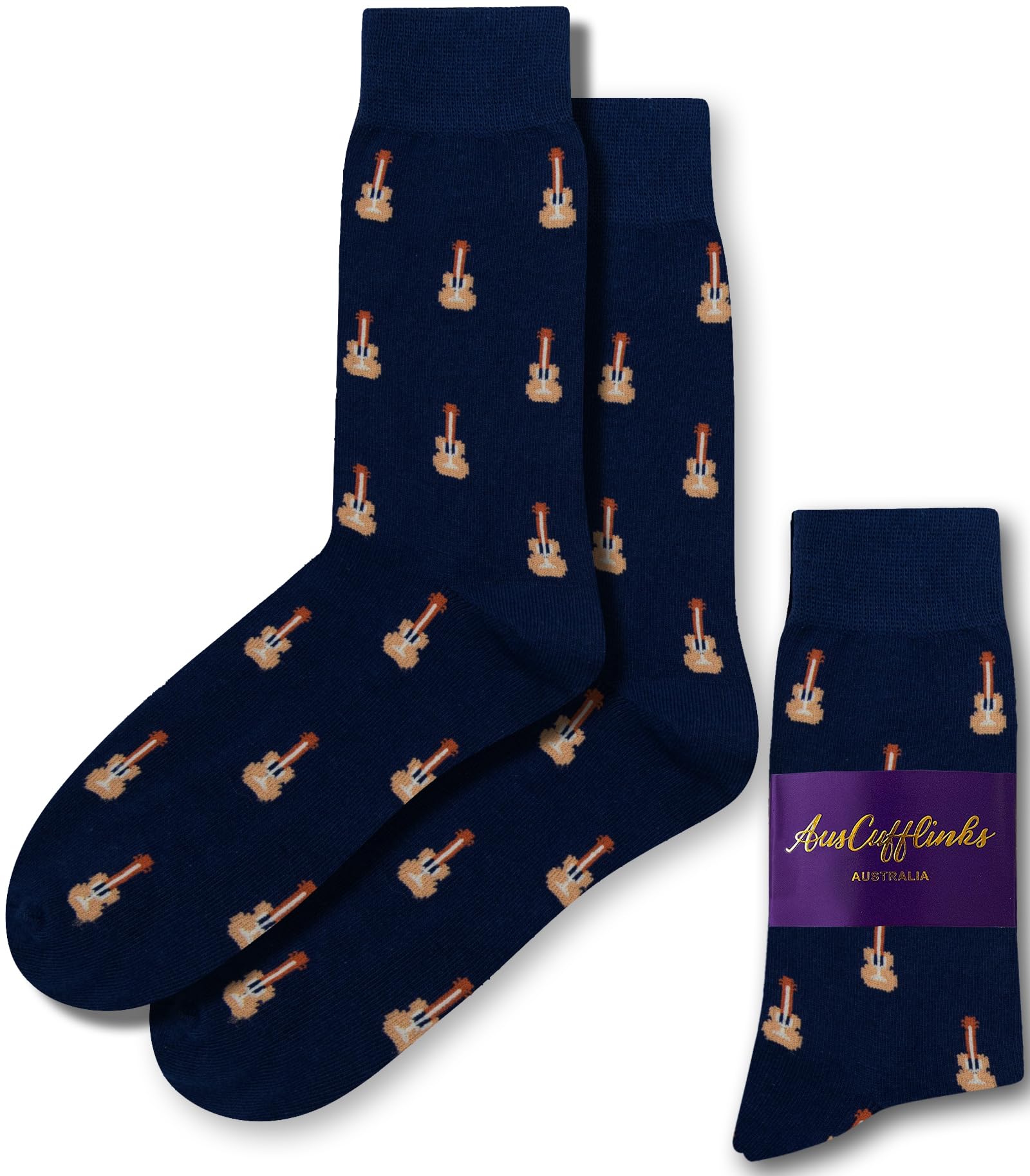 Amazon.com: AUSCUFFLINKS Guitar Player Music Lover Socks for Him ...