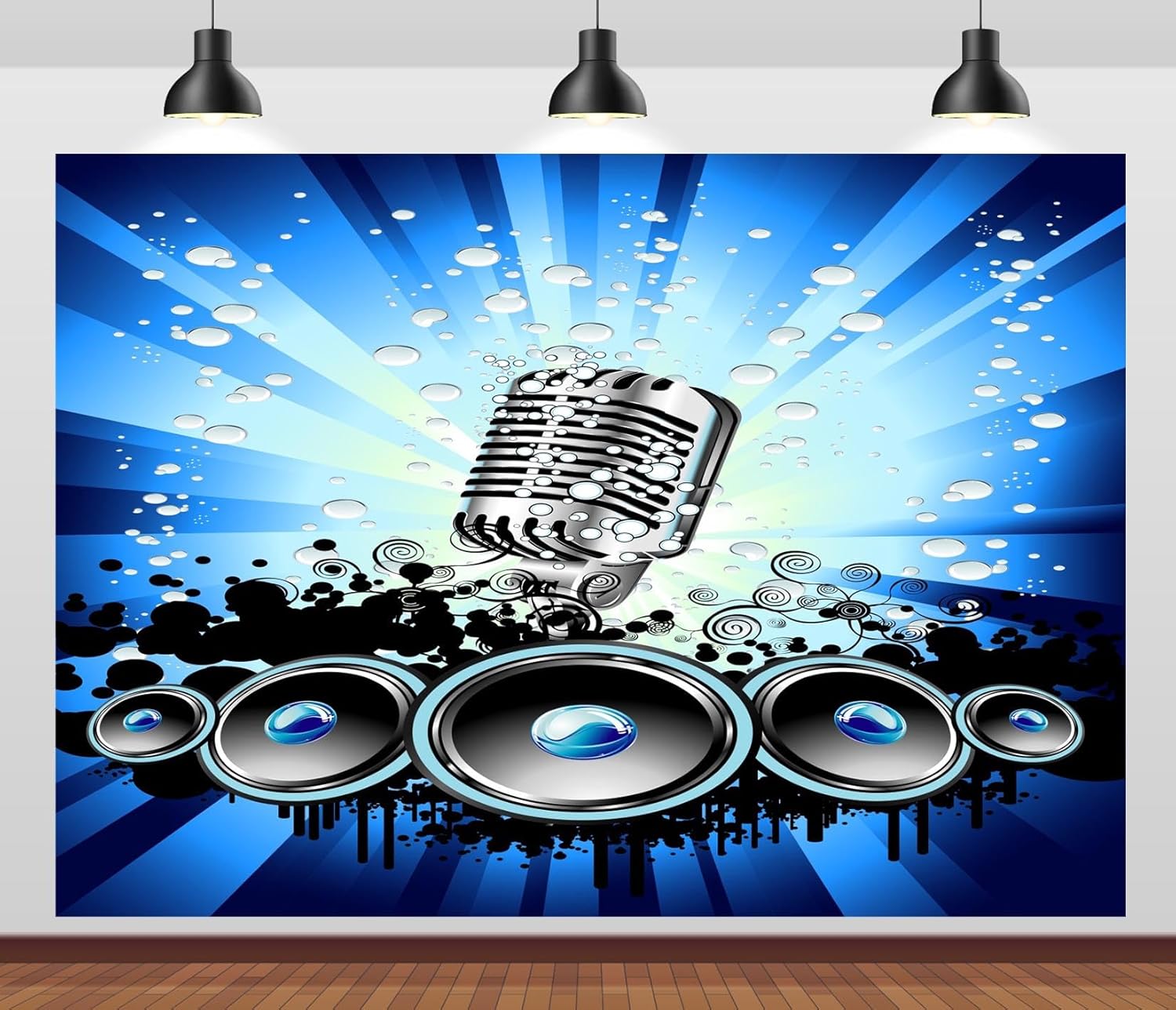 Amazon.com : CORFOTO 10x8ft Fabric Microphone Backdrop Karaoke Party ...