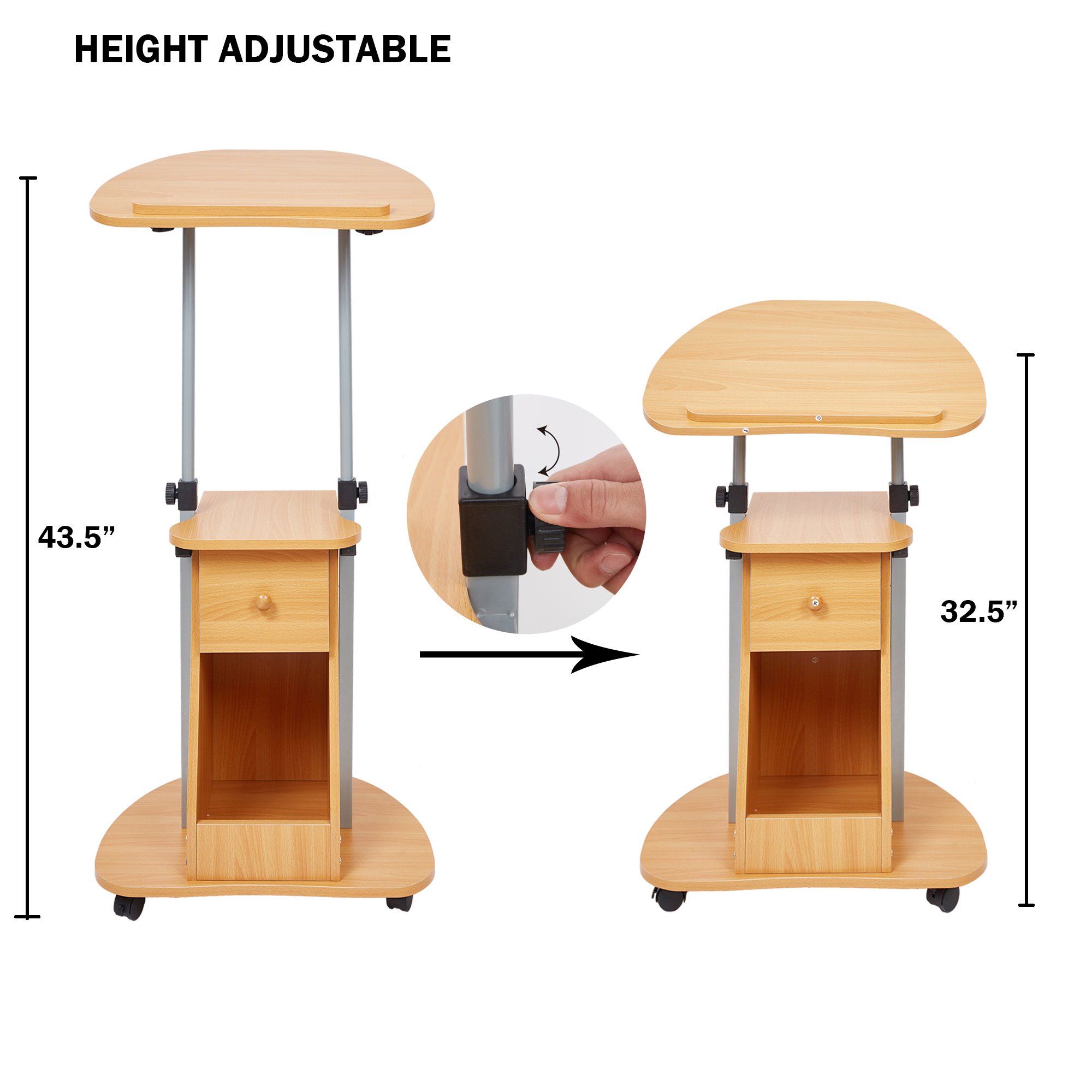 LUCKYERMORE Mobile Laptop Stand Rolling Presentation Cart Lectern ...