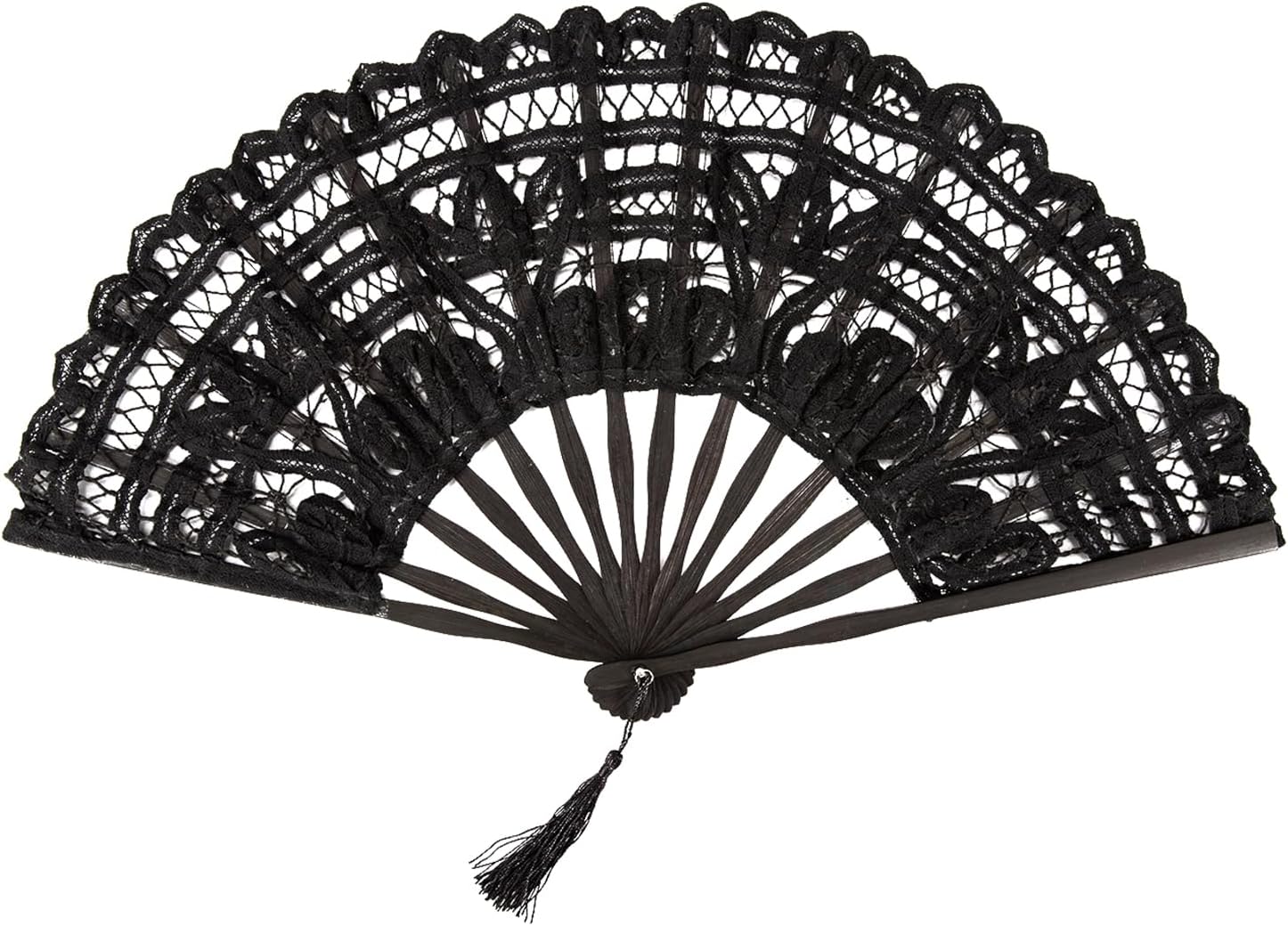 Amazon.com: Cotton Lace Folding Handheld Fan Embroidered Bridal Hand ...