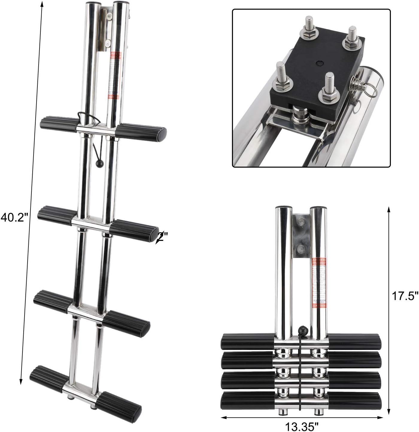 Amazon.com: Mojiate 3 Steps Sport Dive Boat Ladder 304 Stainless Steel ...