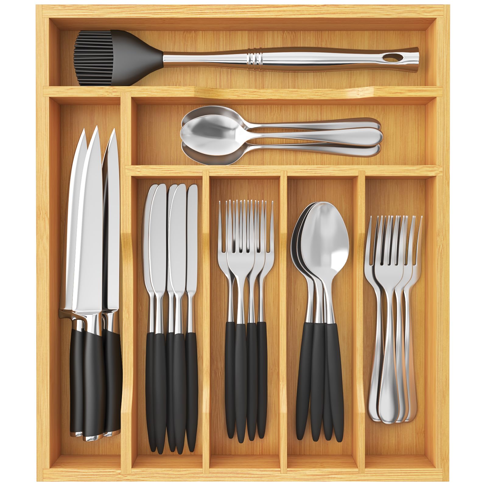 Amazon.com - Lifewit Silverware Drawer Organizer Tray, Bamboo Cutlery ...