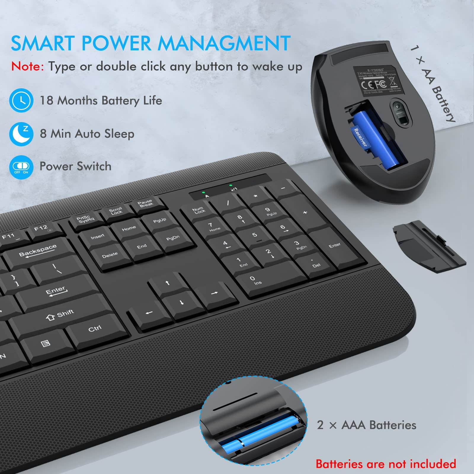 Buy Wireless Keyboard And Mouse Combo E Yooso 2 4g Full Sized Ergonomic Keyboard Mouse Combo