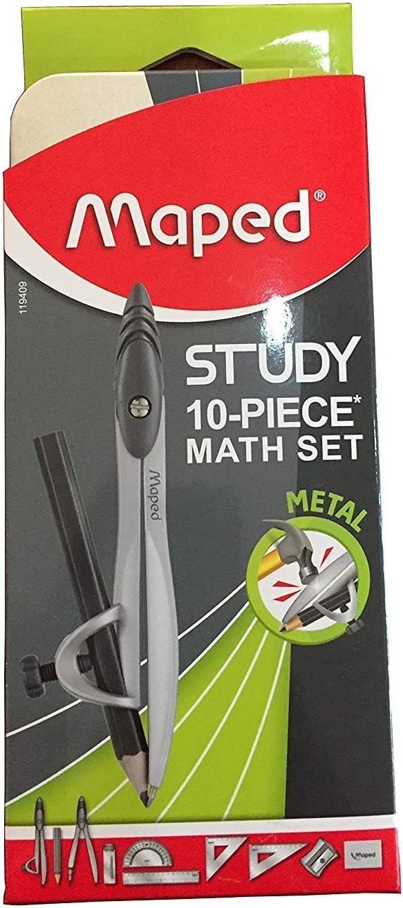 maped Study Metal Essentials 9 Piece Math Set Geometry Kit : Amazon.in ...
