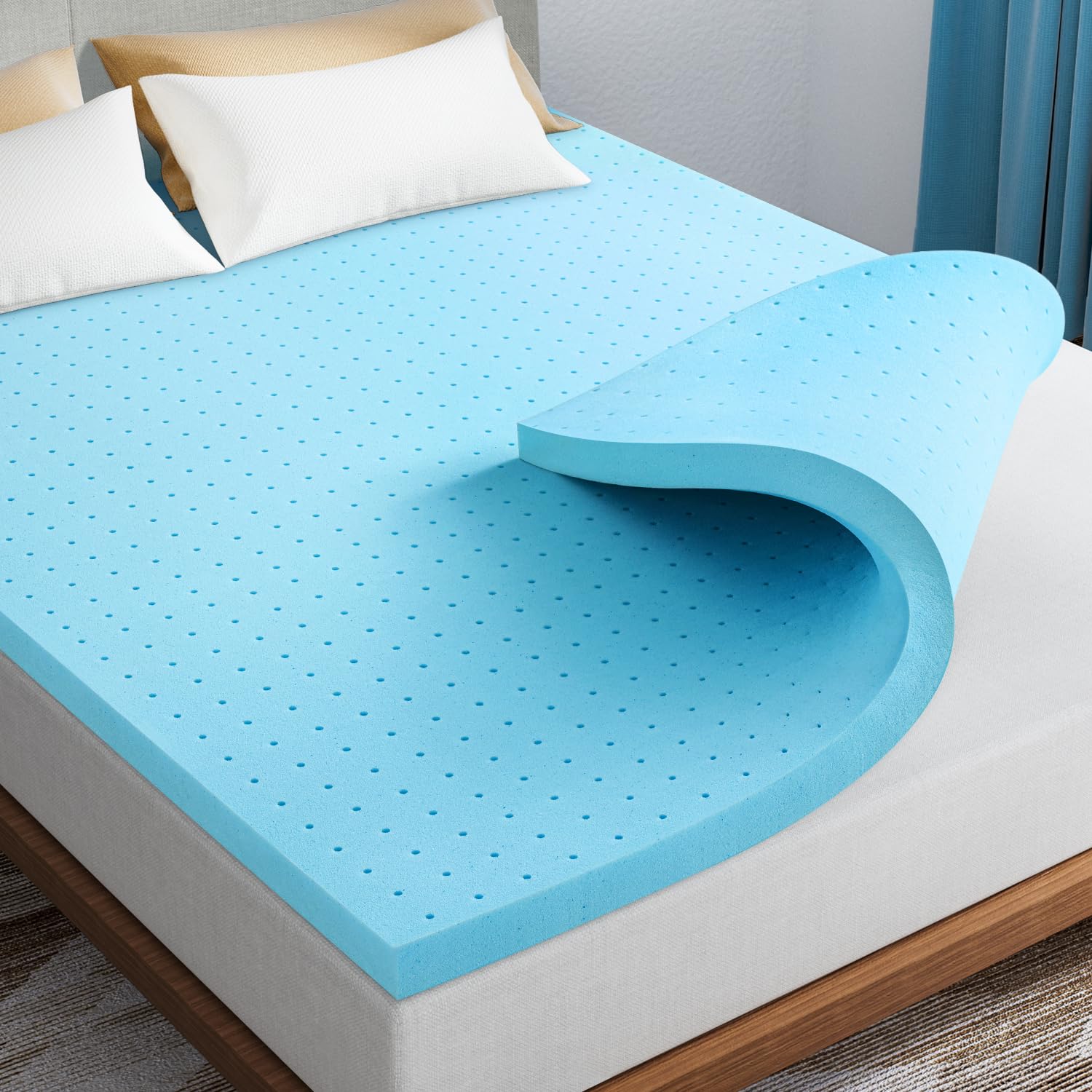 Maxzzz 2 Inch Memory Foam Mattress Topper Twin, Cool Gel Mattress ...