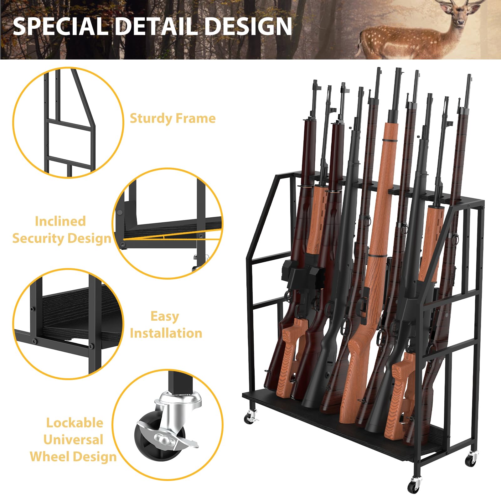 Rifle Rack Indoor Gun Racks, Wooden Free Standing Heavy Duty Shotgun ...