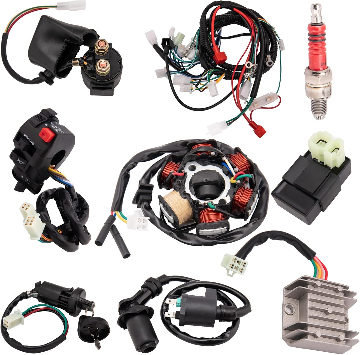 KAKO Kit completo de arnés de cableado para ATV Quad 4 cuatro ruedas GY6 50CC 70CC 110CC 125CC ...