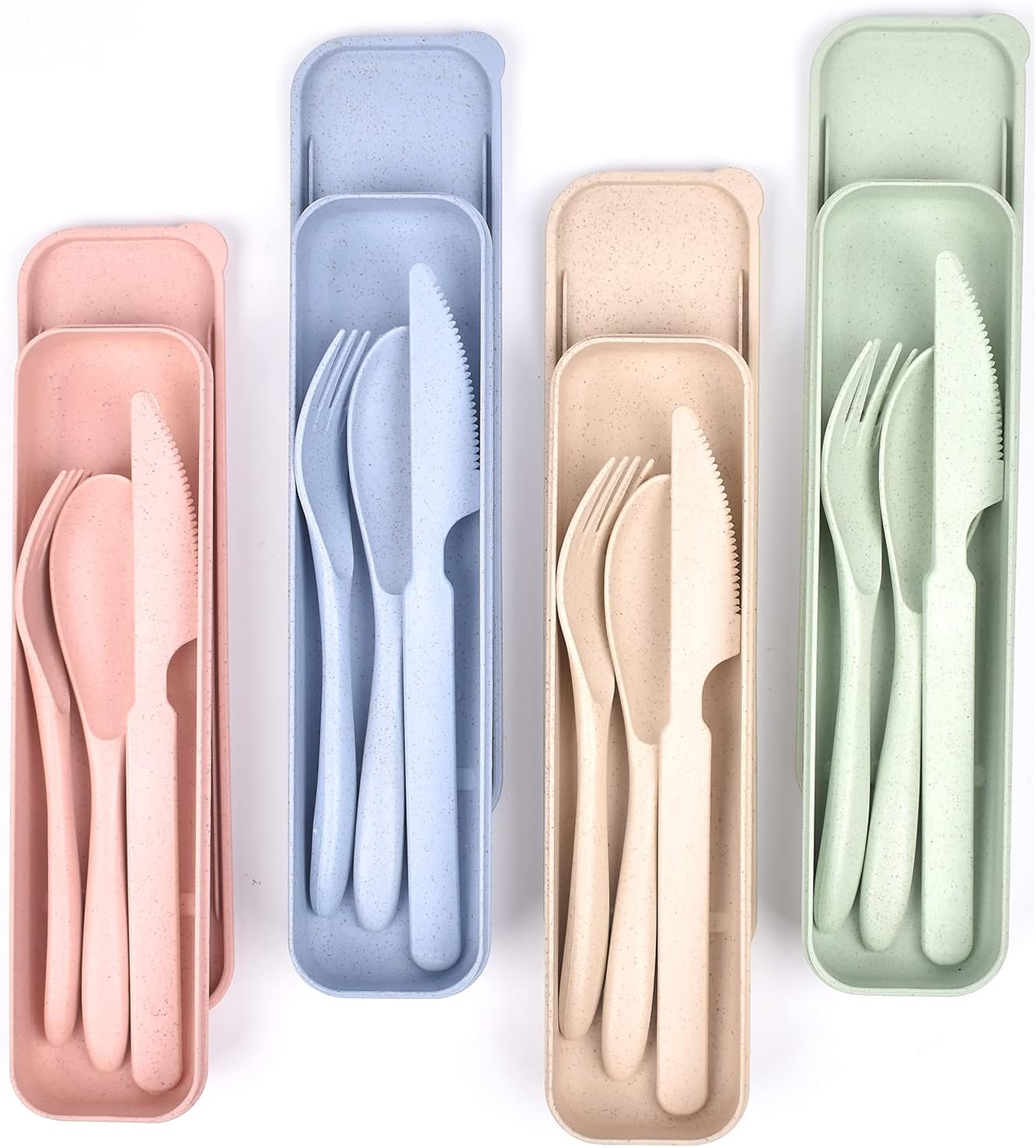 Amazon.com | CUGBO Wheat Straw Cutlery Set, Reusable Portable Spoon ...
