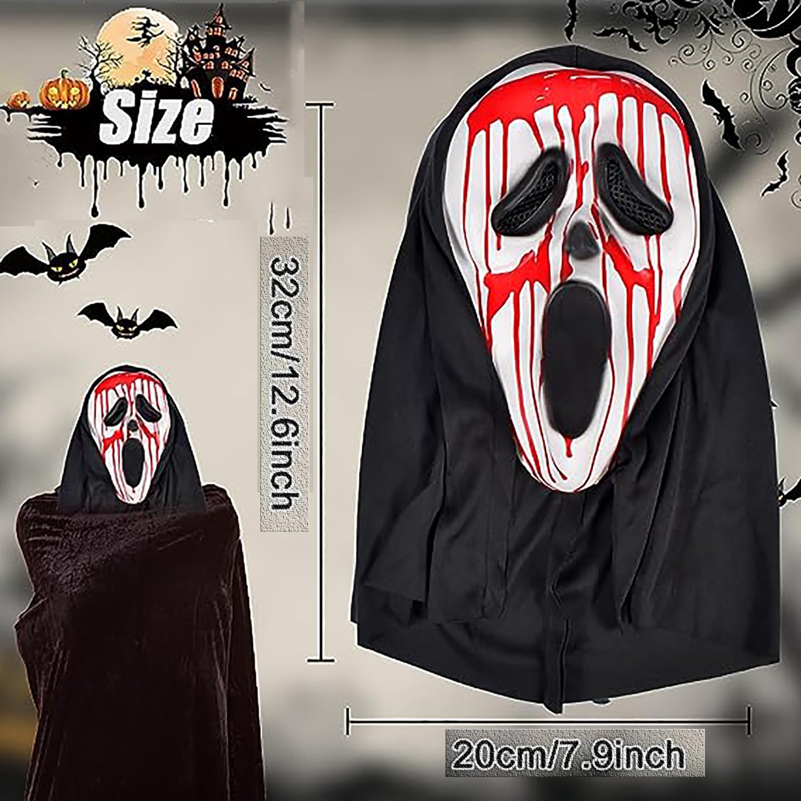 Lemotoy Halloween Mask,Bleeding Scream Mask,Scary Mask Horror Ghost ...