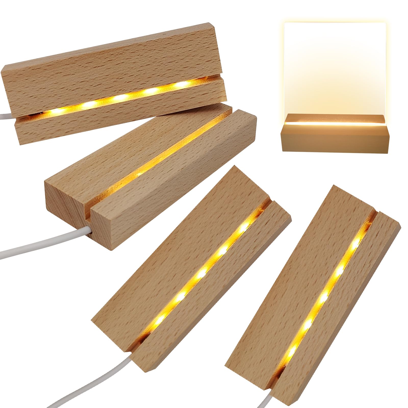 Amazon.com: Led Light Display Base - 4pcs Rectangle LED Display Stand ...