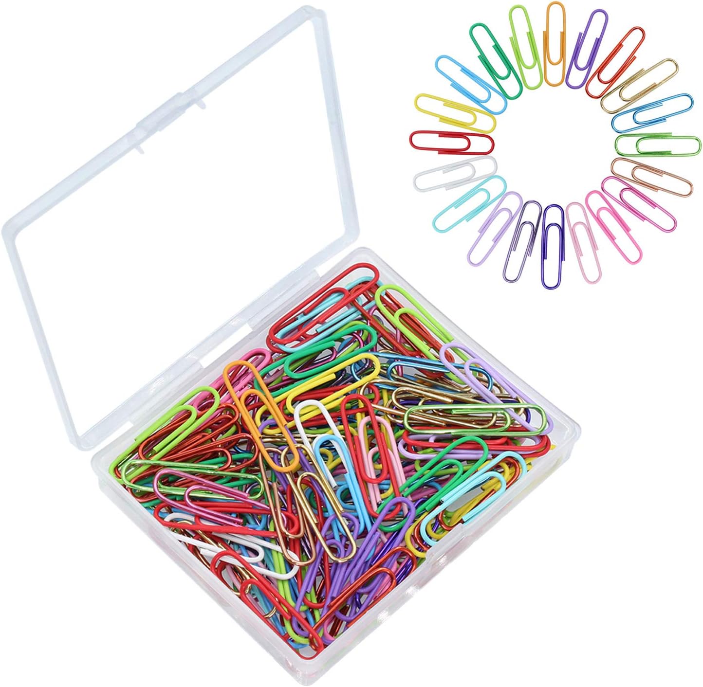Amazon.com : AOKIVIGOA 100pcs Paper Clips with Plastic Box of Paper ...