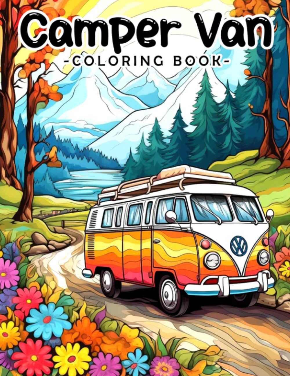 Amazon.com: Camper Van Coloring Book: Flower Car Coloring Pages With ...