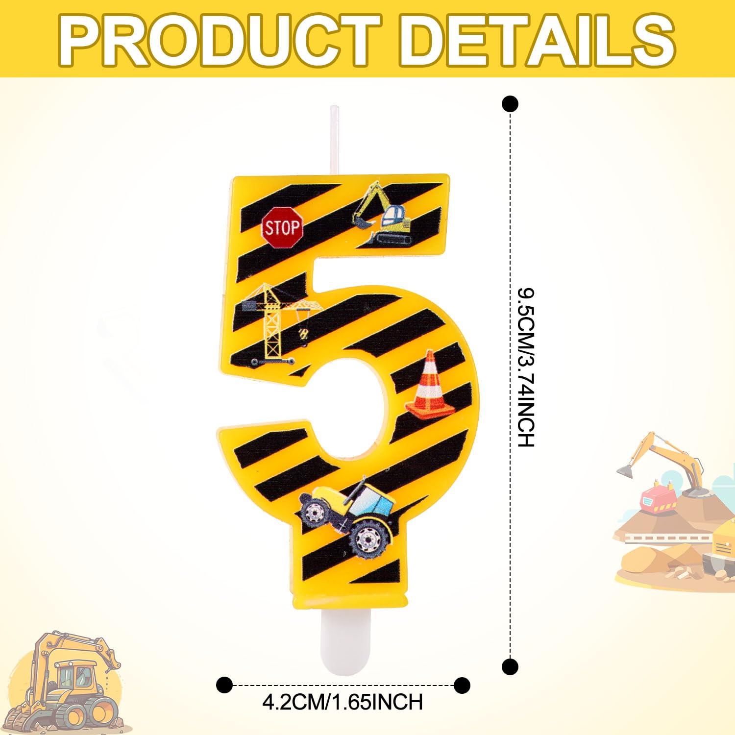 Snapklik.com : Construction Birthday Candle, Happy Birthday Candles ...