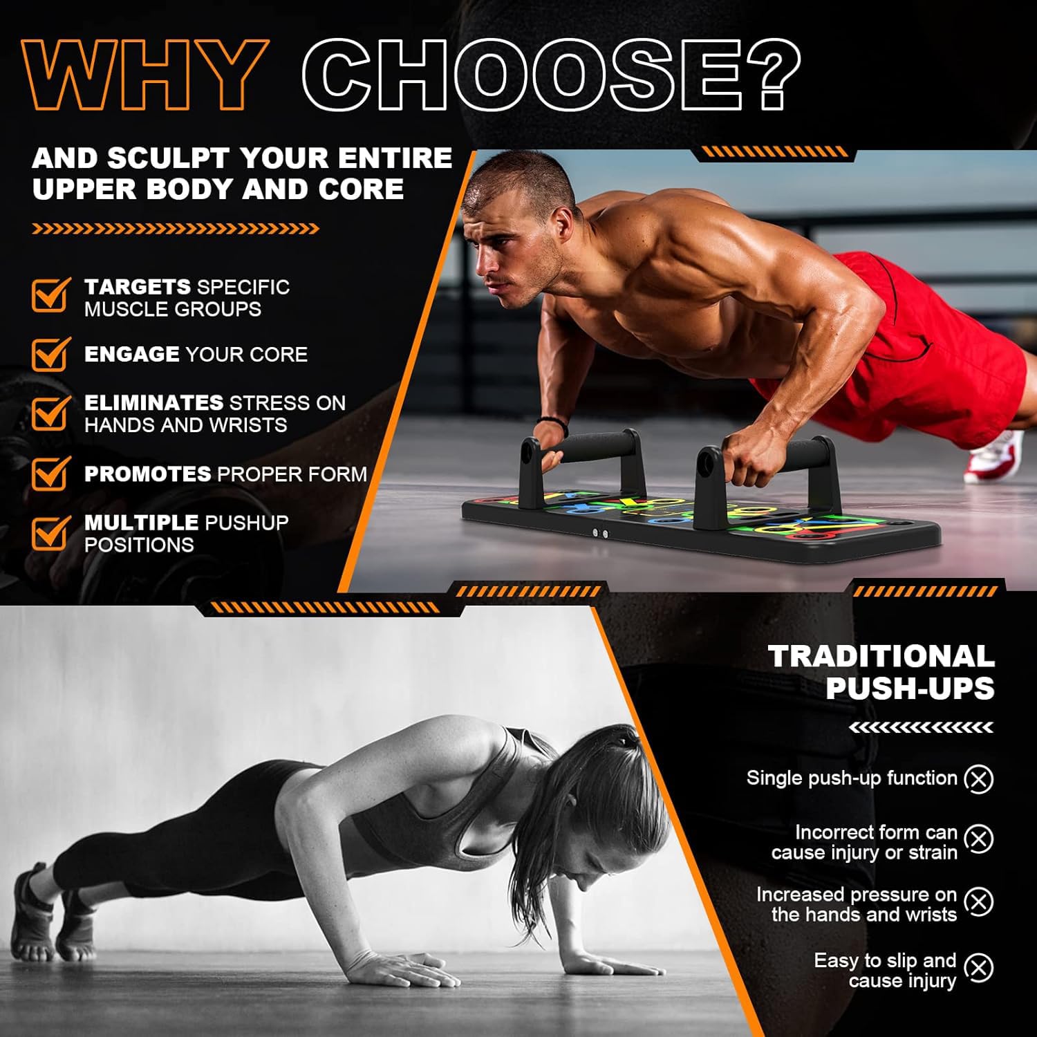 Snapklik.com : Push Up Board For Men & Women - Portable Multi-Function ...