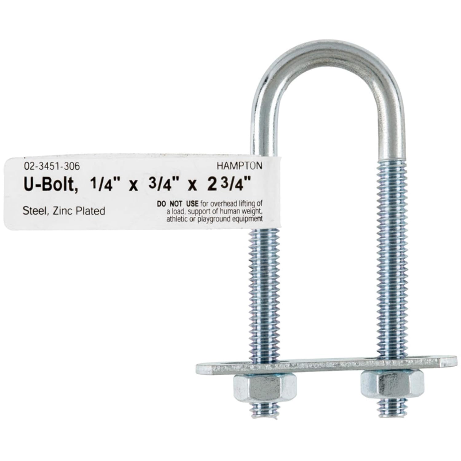 Hampton 1/4 in. x 3/4 in. W x 2-3/4 in. L Coarse Zinc-Plated Steel U ...