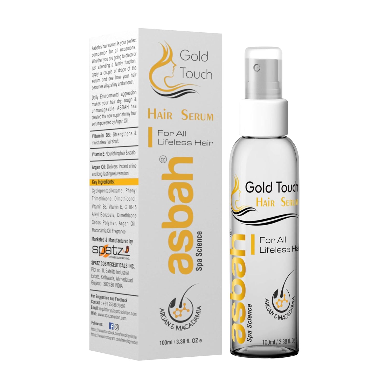 Buy Asbah Gold Touch Hair Serum 100 ml With Argan & macadamia oil For ...