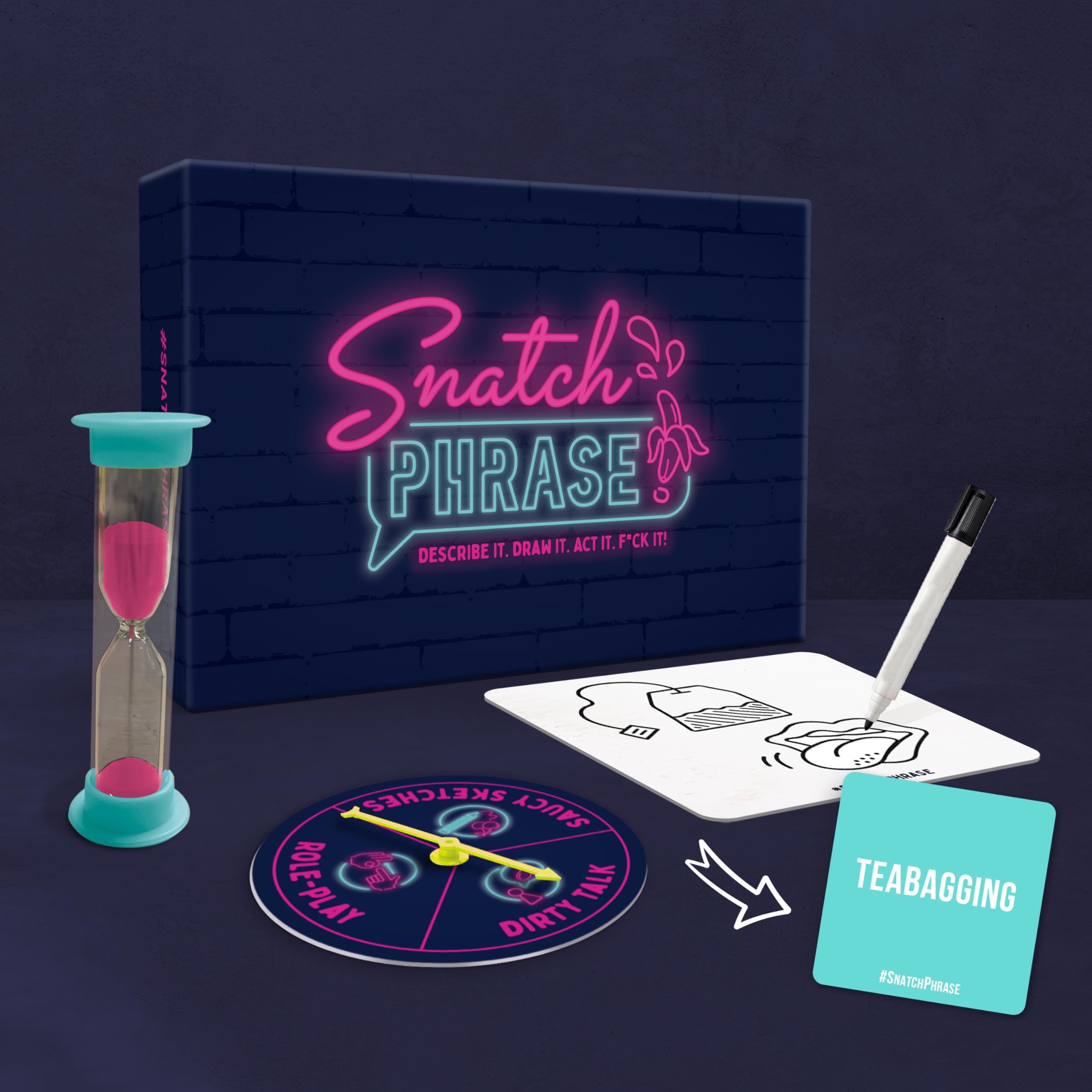 X-Rated Adult Card Game – Snatch Phrase – Draw, Describe, and Act Out ...