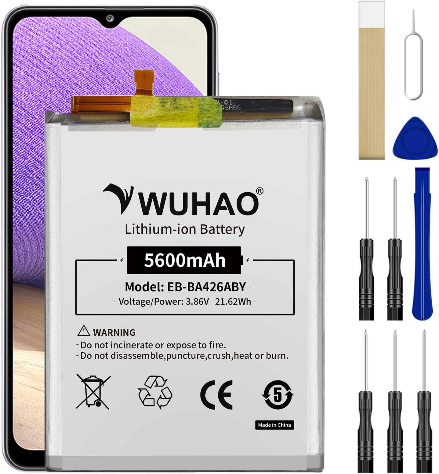 Amazon.com: WUHAO for Galaxy A42 Battery, EB-BA426ABY Battery [Upgraded ...