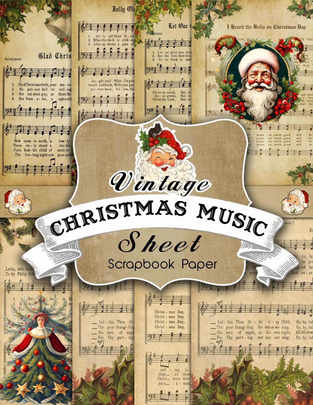 Vintage Christmas Sheet Music Scrapbook Paper: 75 Pages 36 Patterns ...