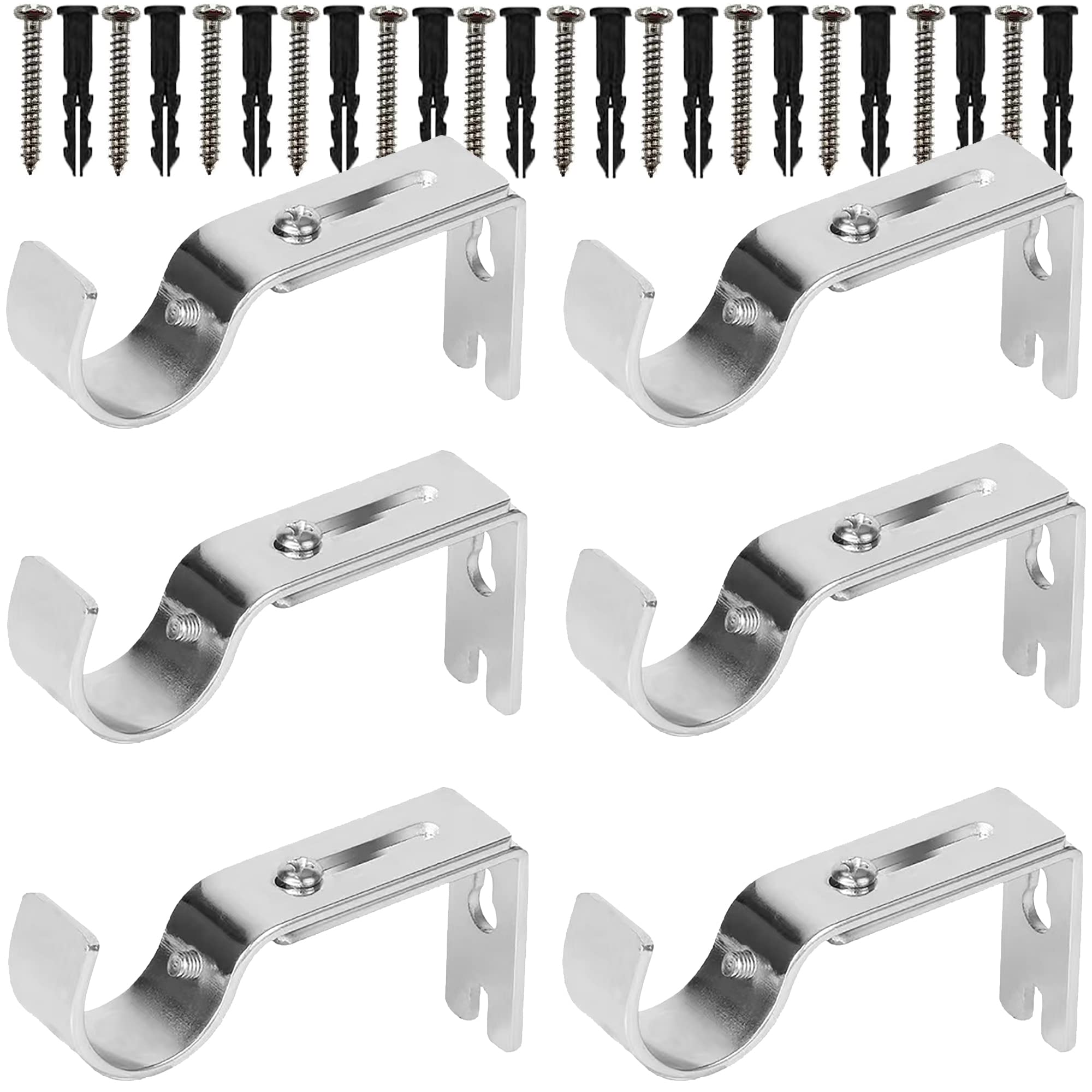 Amazon.com: Curtain Rod Brackets for Adjustable, 6 Pack Premium Rod ...