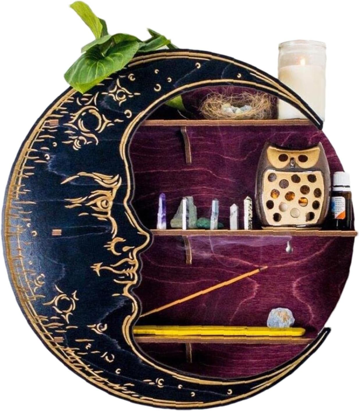 Moon & Sun Floating Shelves Crystal Display Rack Wall Mounted Holder ...