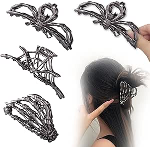 Gothic Hair Accessories,Claw Clip, 3 Pack Black Claw Clips, Hair Grip ...
