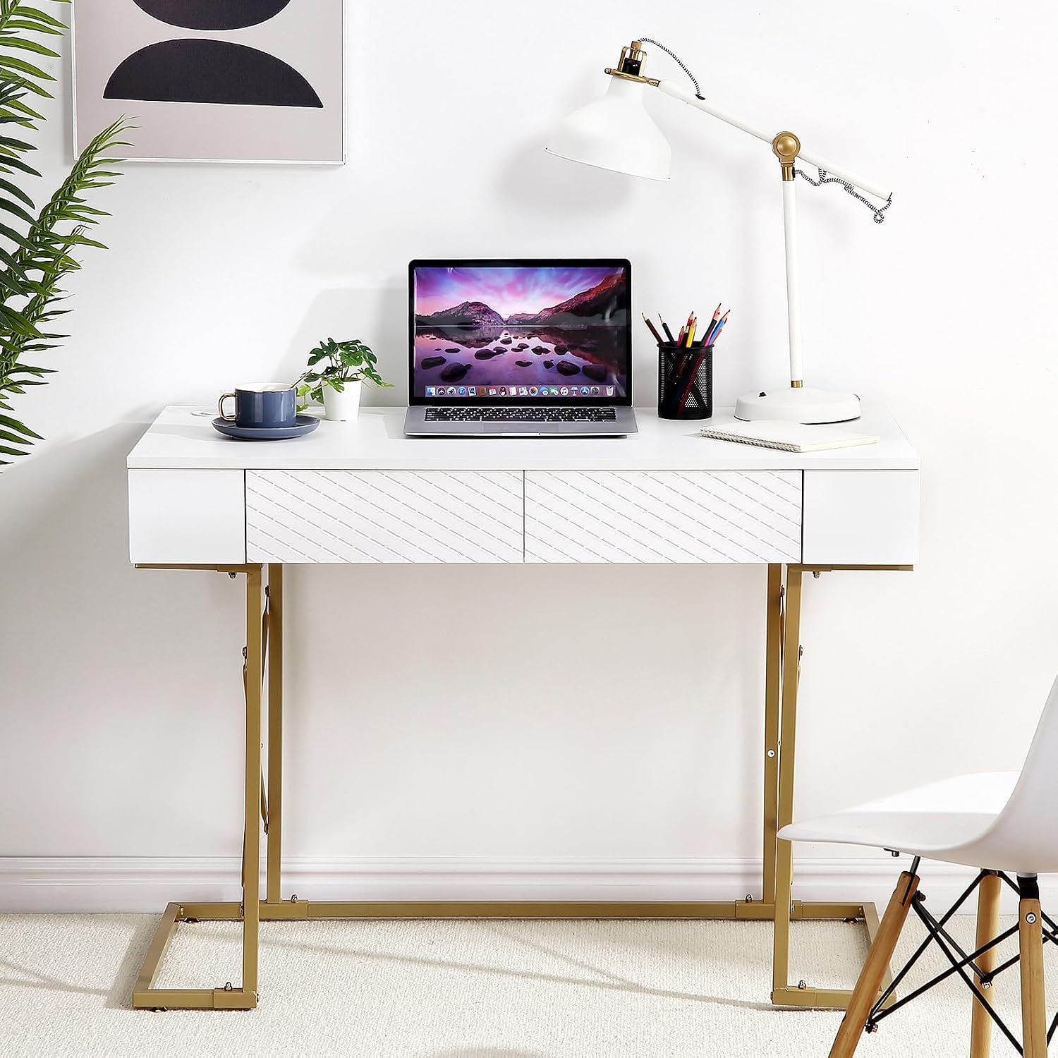 Amazon.com: GAOMON 42 Inches Computer Desk, Office Desk with Storage ...