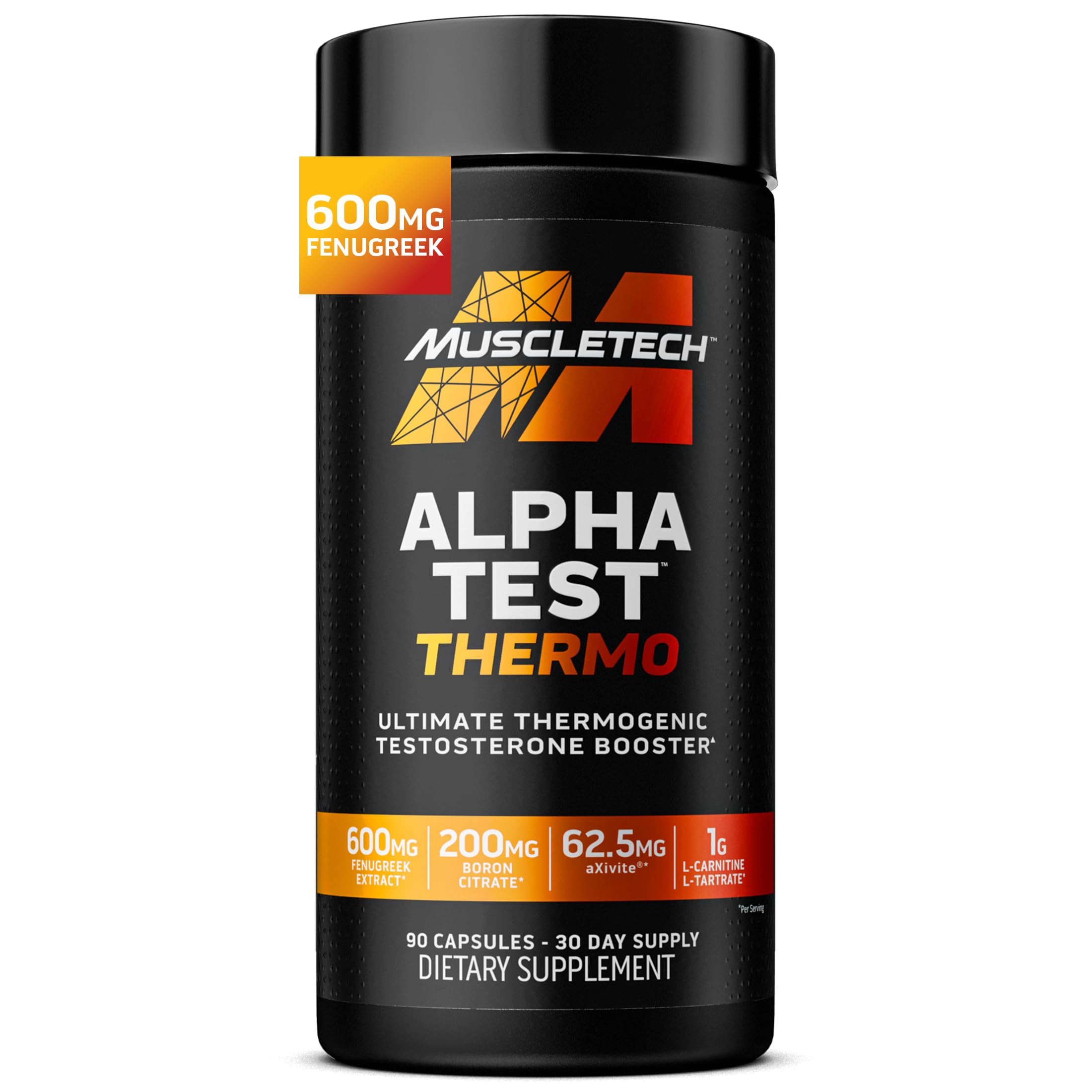 MuscleTech Thermogenic Testosterone Booster for Men, AlphaTest Thermo ...