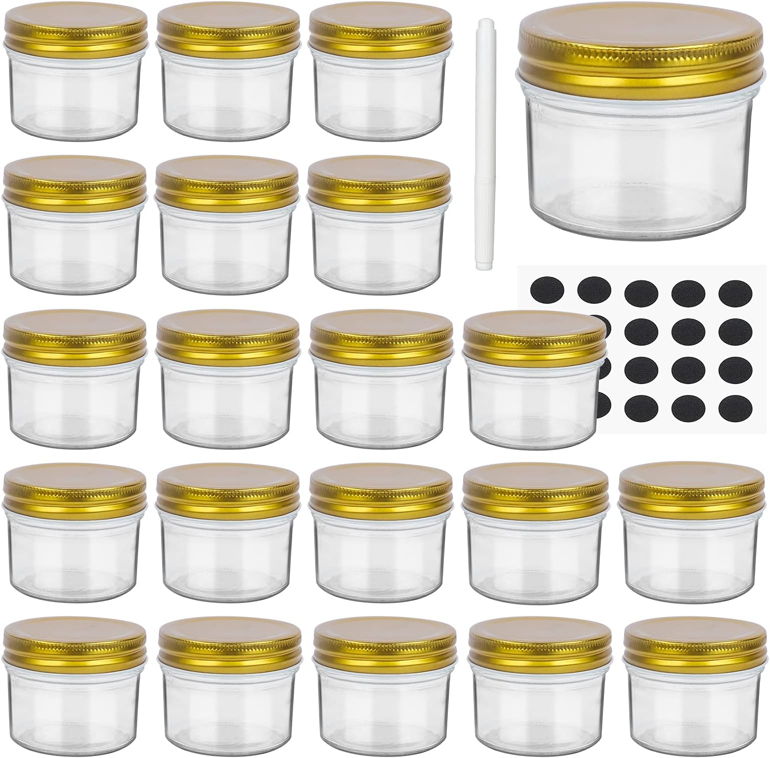 HEFTMAN Small Glass Jars with Lids - Set of 12 100ml Empty Airtight ...