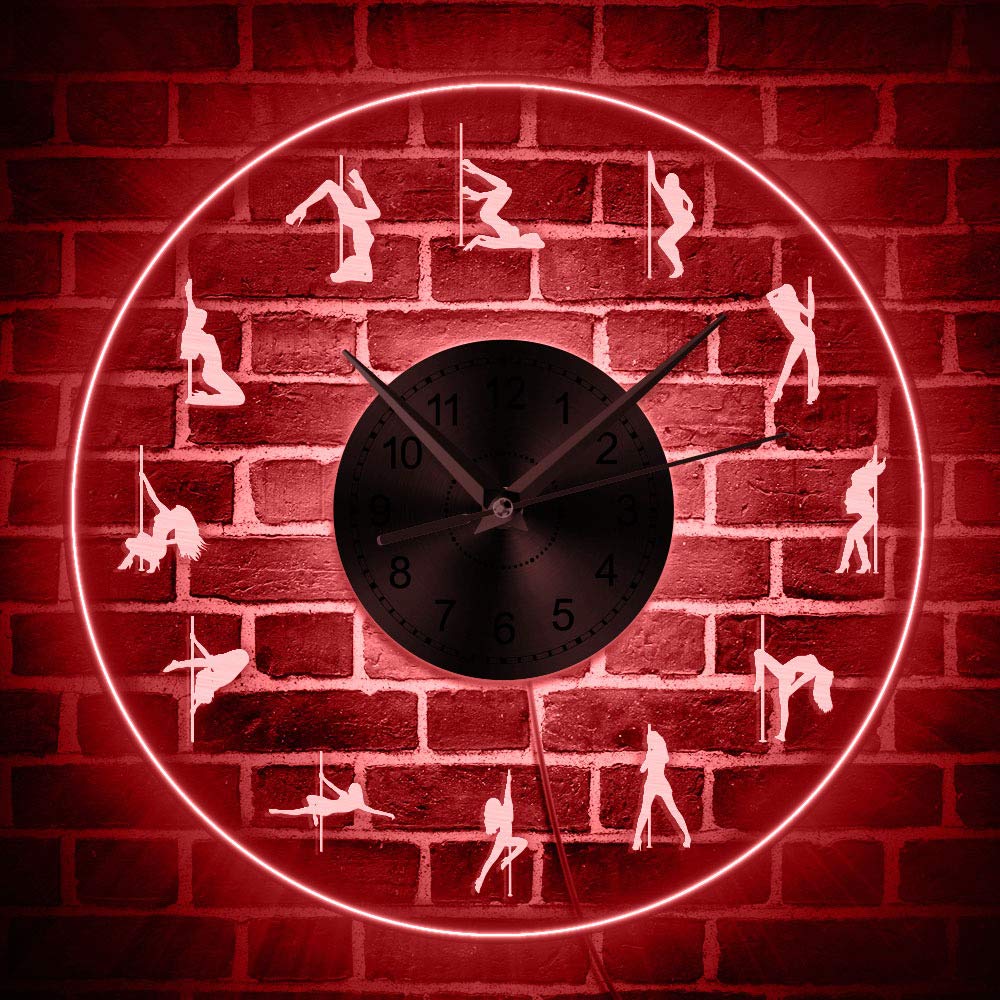 Buy XINTANG Wall Clock Pole Dancing LED Lighting Wall Clock Girl Dancer ...