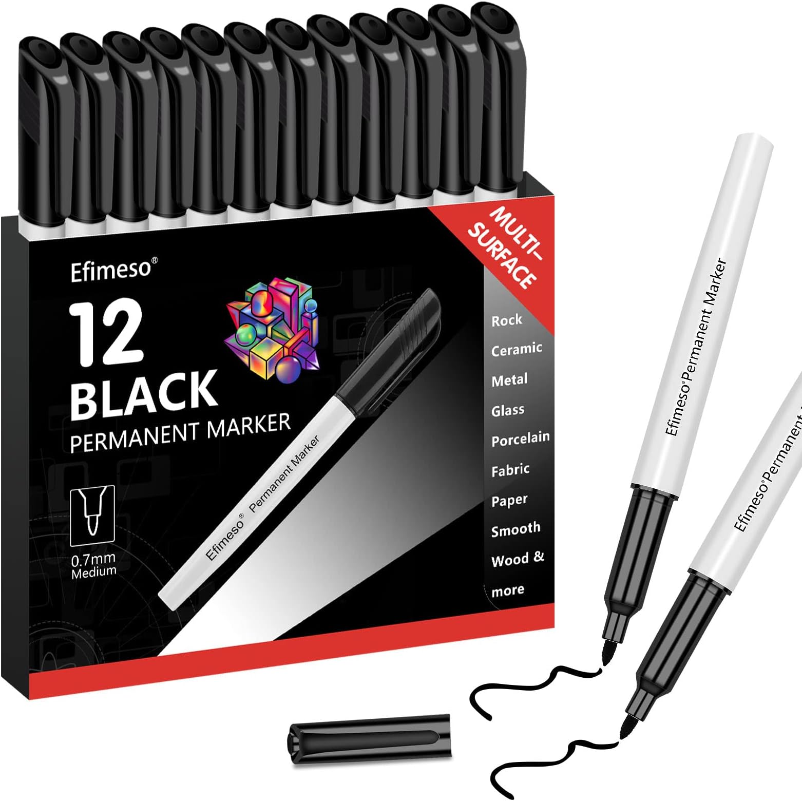 Uni Super Ink Marker PNA-125 Black Plastic Free Packaging Pack 2,0.9mm ...