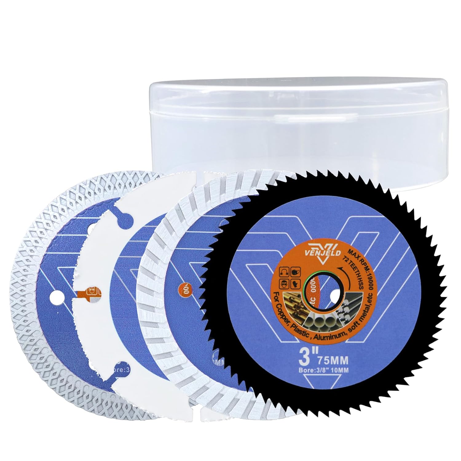 3 Inch (75mm) Saw Blade Set - 4Pcs Tile Blade/Concrete Blade/Wood Blade ...