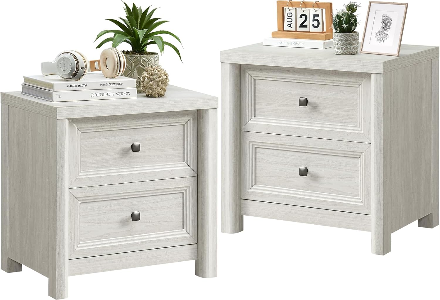 Amazon.com: Farmhouse White Night Stands Set of 2, Bedside Tables ...