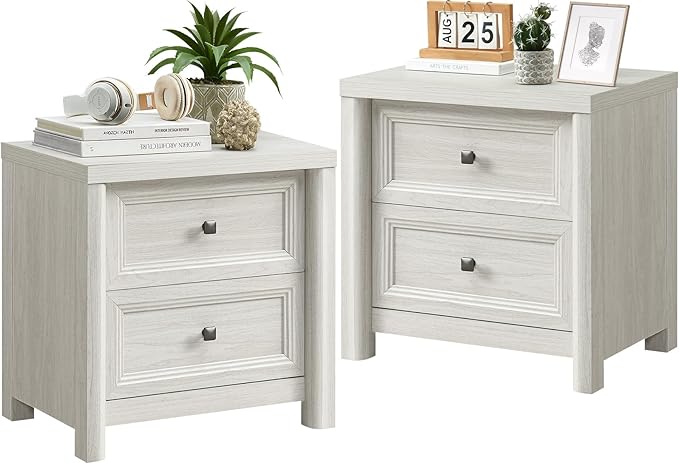 Amazon.com: Farmhouse White Night Stands Set of 2, Bedside Tables ...