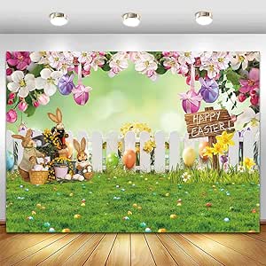 Amazon.com : 7x5ft Spring Easter Backdrops for Photography Floral Green ...