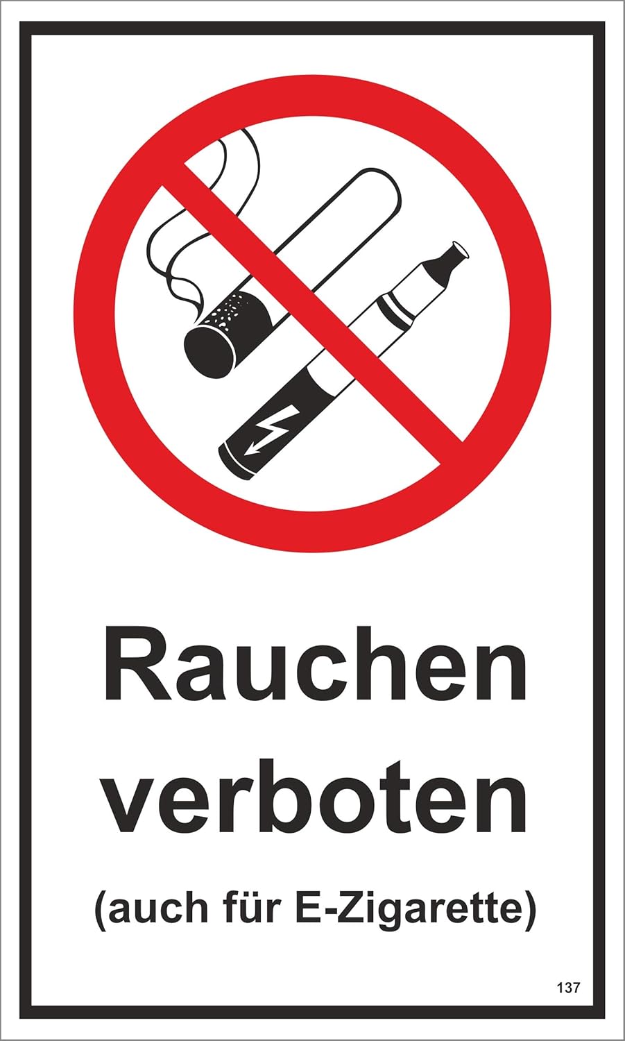 Amazon.com: Rauchen verboten (auch für E-Zigarette) 250 x 150 mm ...
