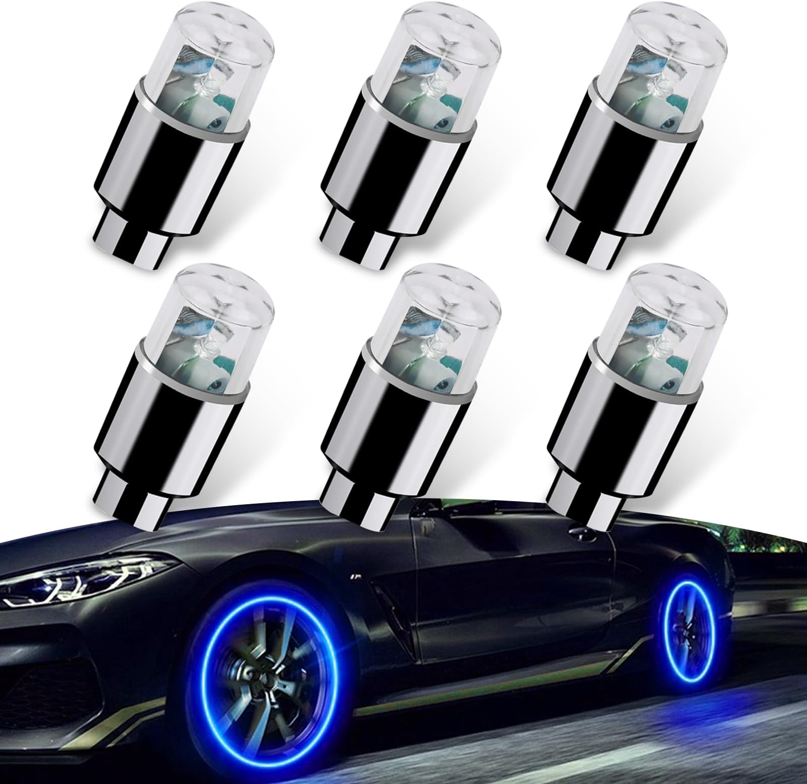 Amazon.com: ZKFAR 6 PCS Car Wheel Hub Valve Stem Cap Light, Waterproof ...