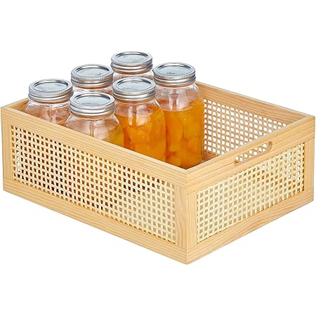 Amazon.com - YRMT Wooden Baskets Shallow Wood Storage Basket Crate with ...
