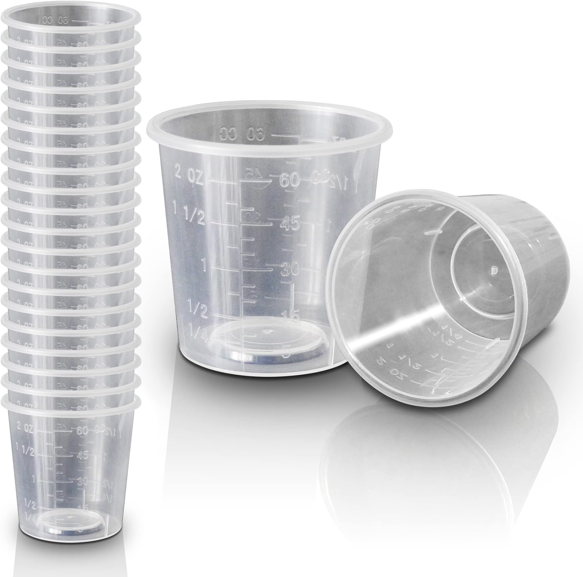 100 x 30ml Plastic Reusable Guided Measuring Cup Tablet Pill Tub ...