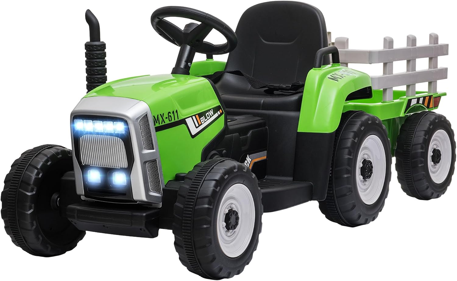 HOMCOM Elektrischer Traktor mit Anhänger, Kinder Aufsitztraktor mit ...