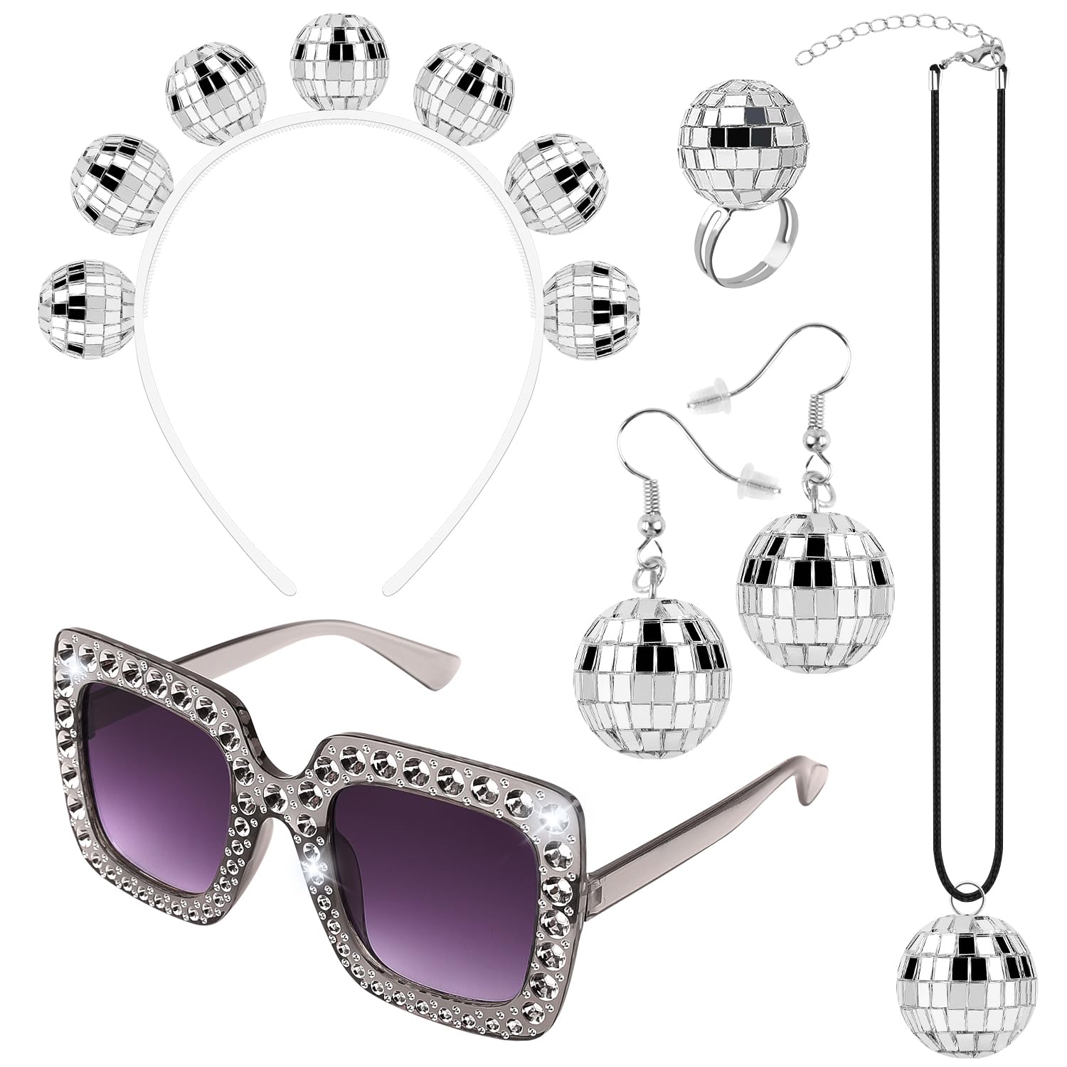 Amazon.com: 5 Pieces 1970s Disco Accessories Costume Disco Set ...