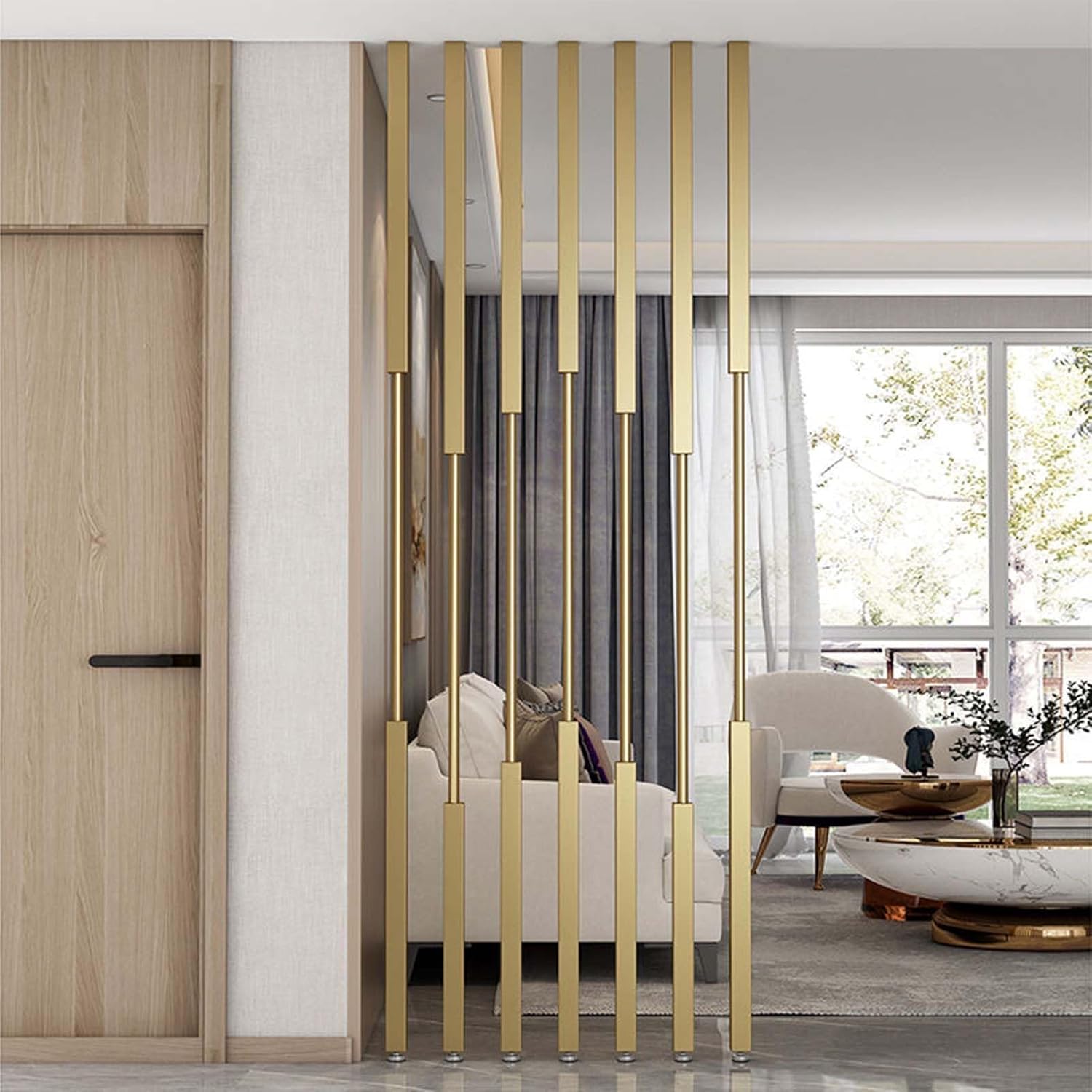 Floor to Ceiling Room Divider, Metal Slats Partition for Living Room ...