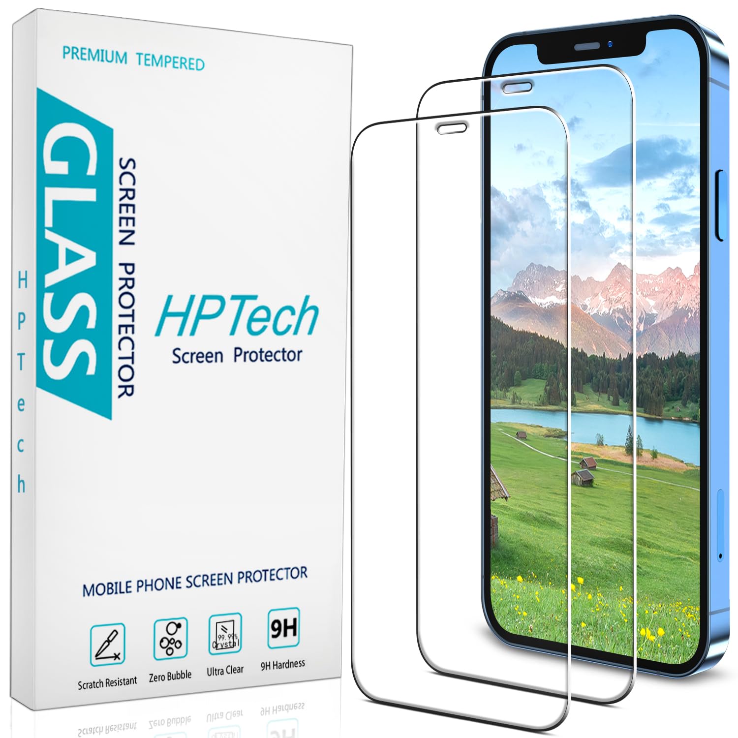Amazon.com: HPTech 2 Pack Screen Protector Designed for iPhone 12 Mini ...