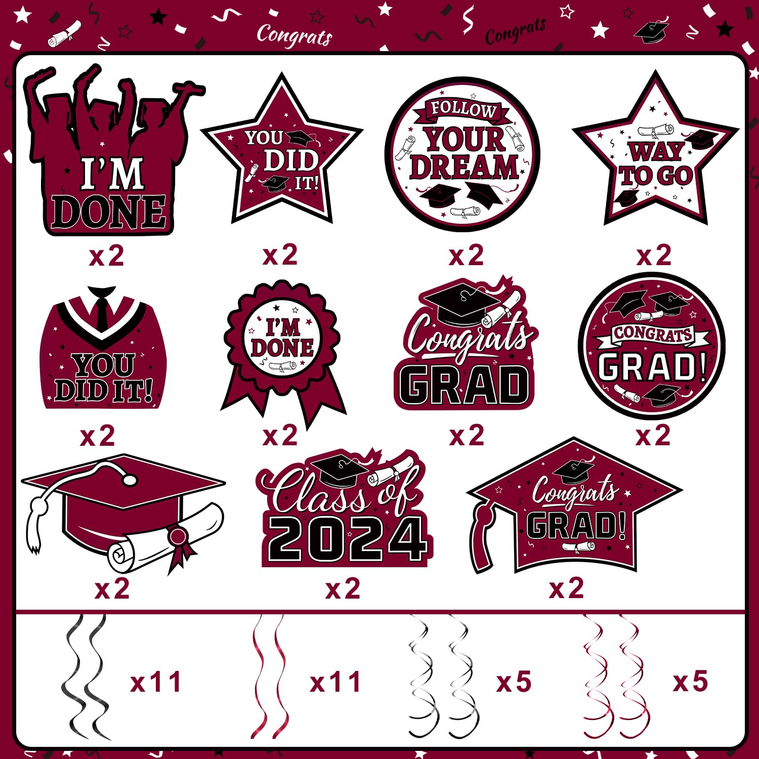 Snapklik.com : 54 Pieces Graduation Decorations Class Of 2024 ...