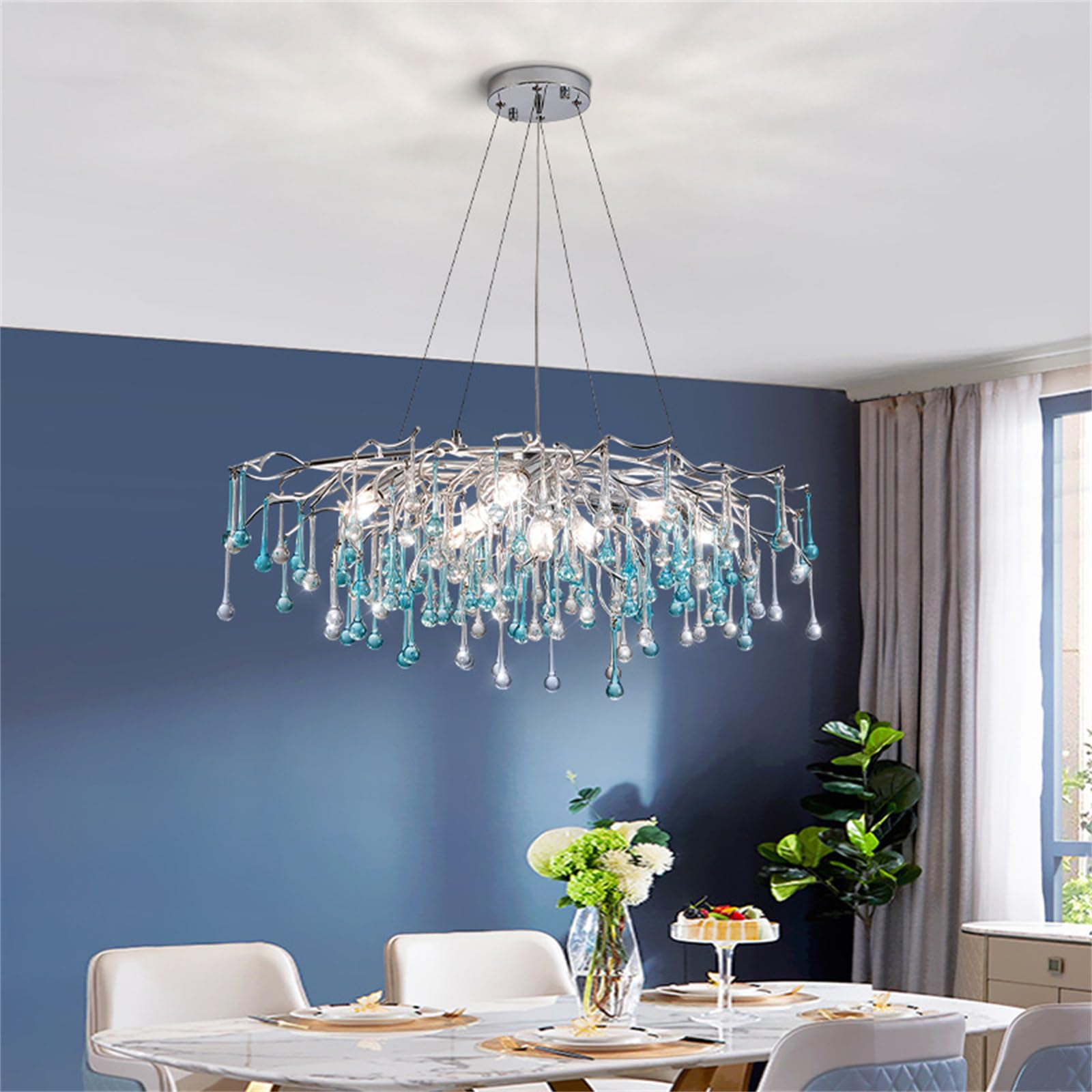 Blue Light Fixture For Foyer