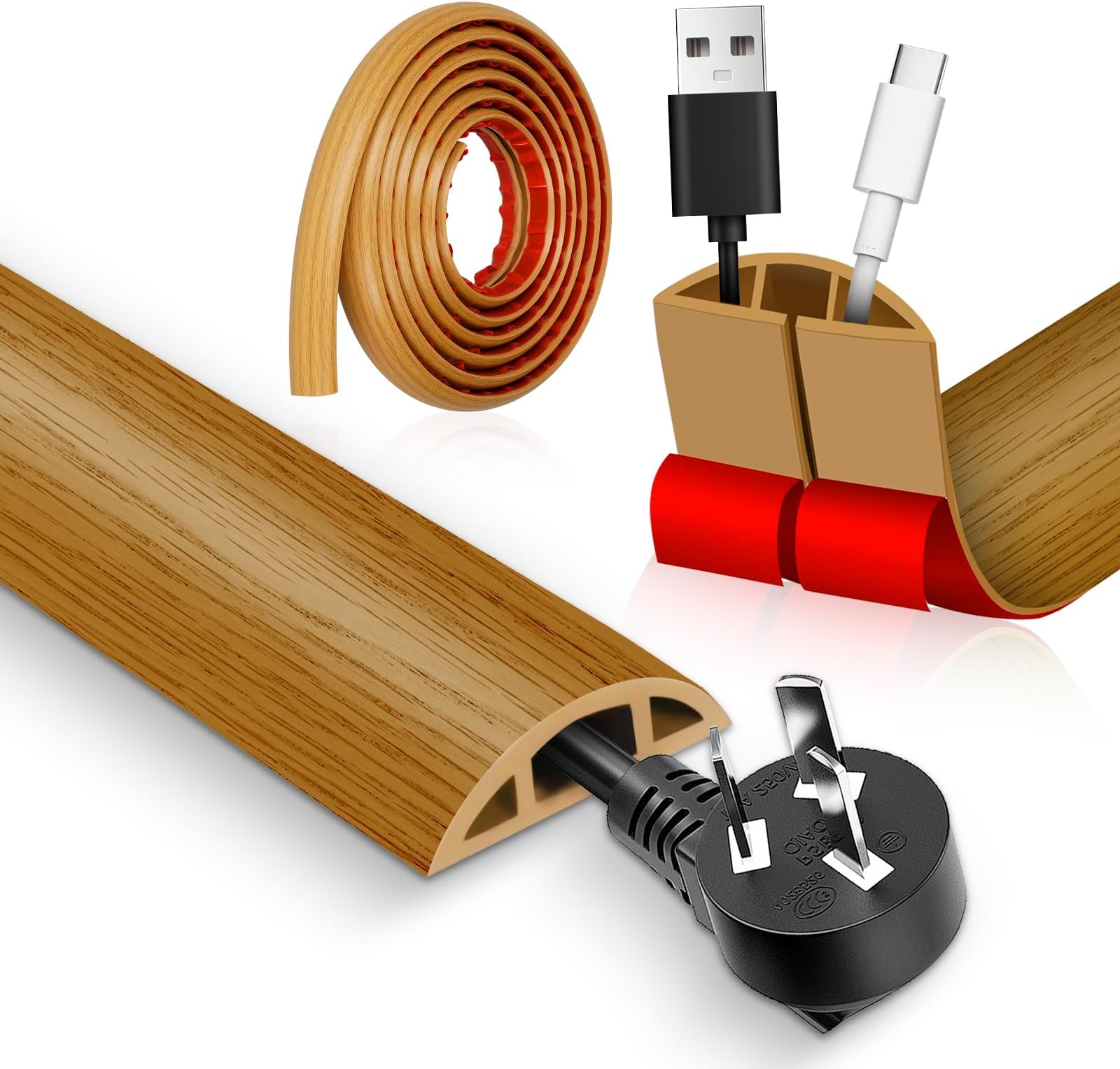 Cache Cable Sol, 3,0M x 3CM Petit Passe Cable Sol Flexible, Goulotte ...