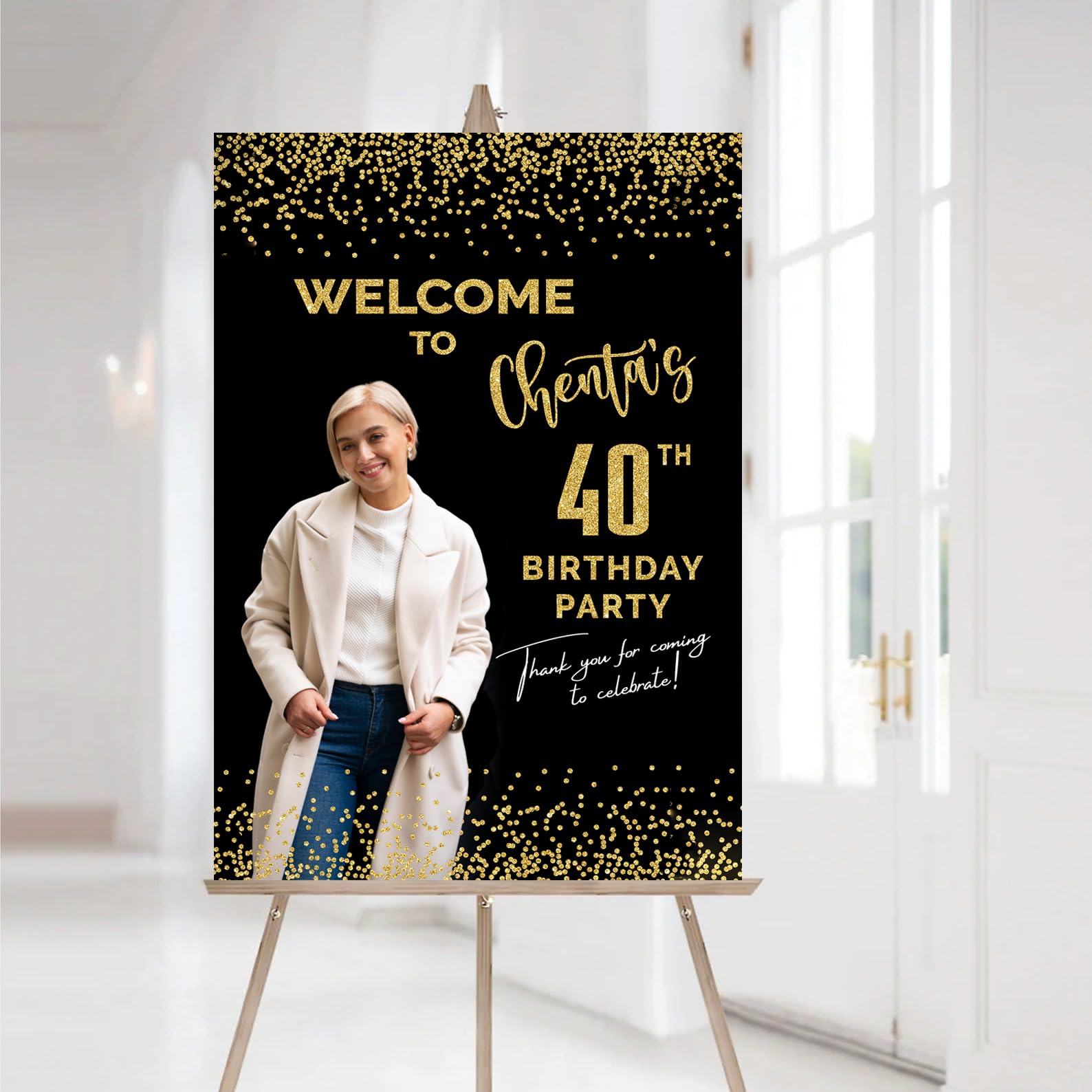 Amazon.com: Custom Birthday Party Welcome Sign With Photo, Any Age ...