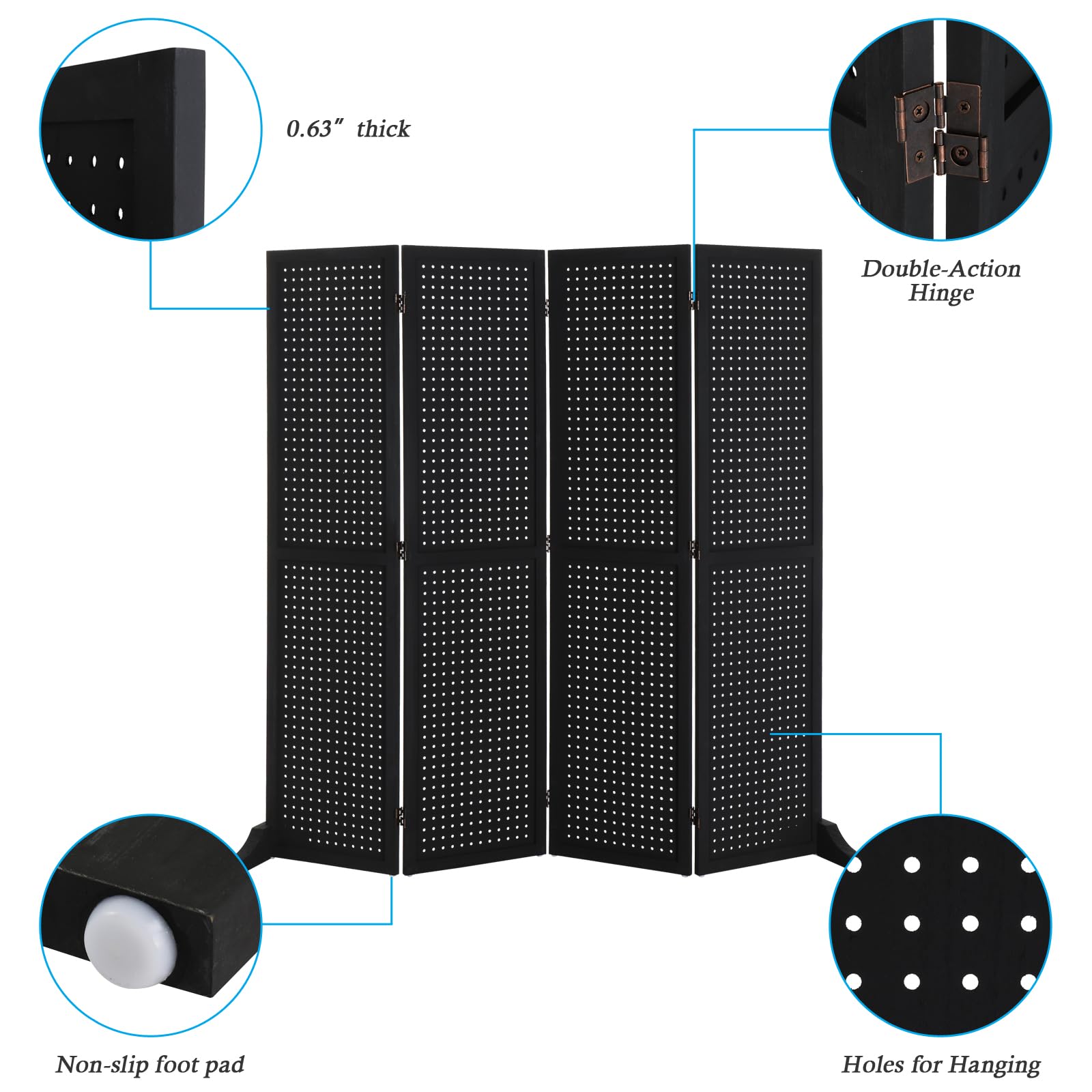 Snapklik.com : Bonnlo 4 Panel Pegboard Freestanding, 5 FT Portable ...